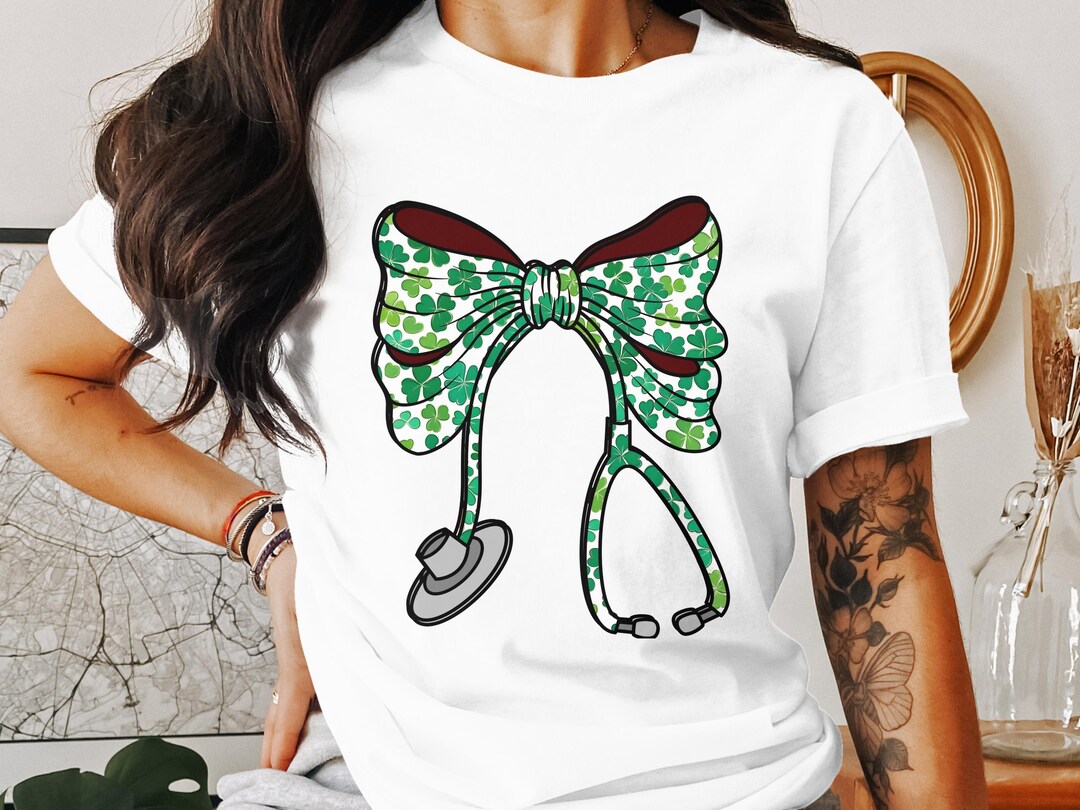 Digital Stethoscope Bow PNG, Nurse Sublimation Design, Clover St ...
