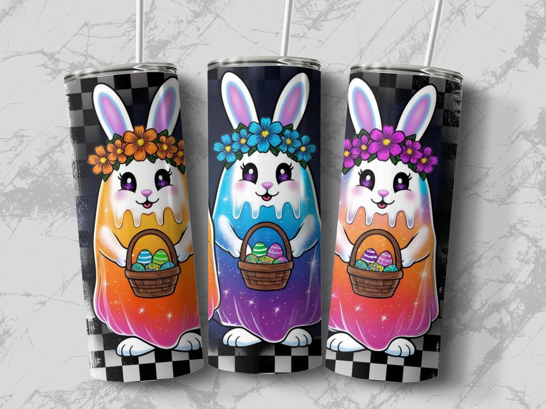 Cute Easter Bunny Digital Download, Colorful Bunny Art Print, Printable ...