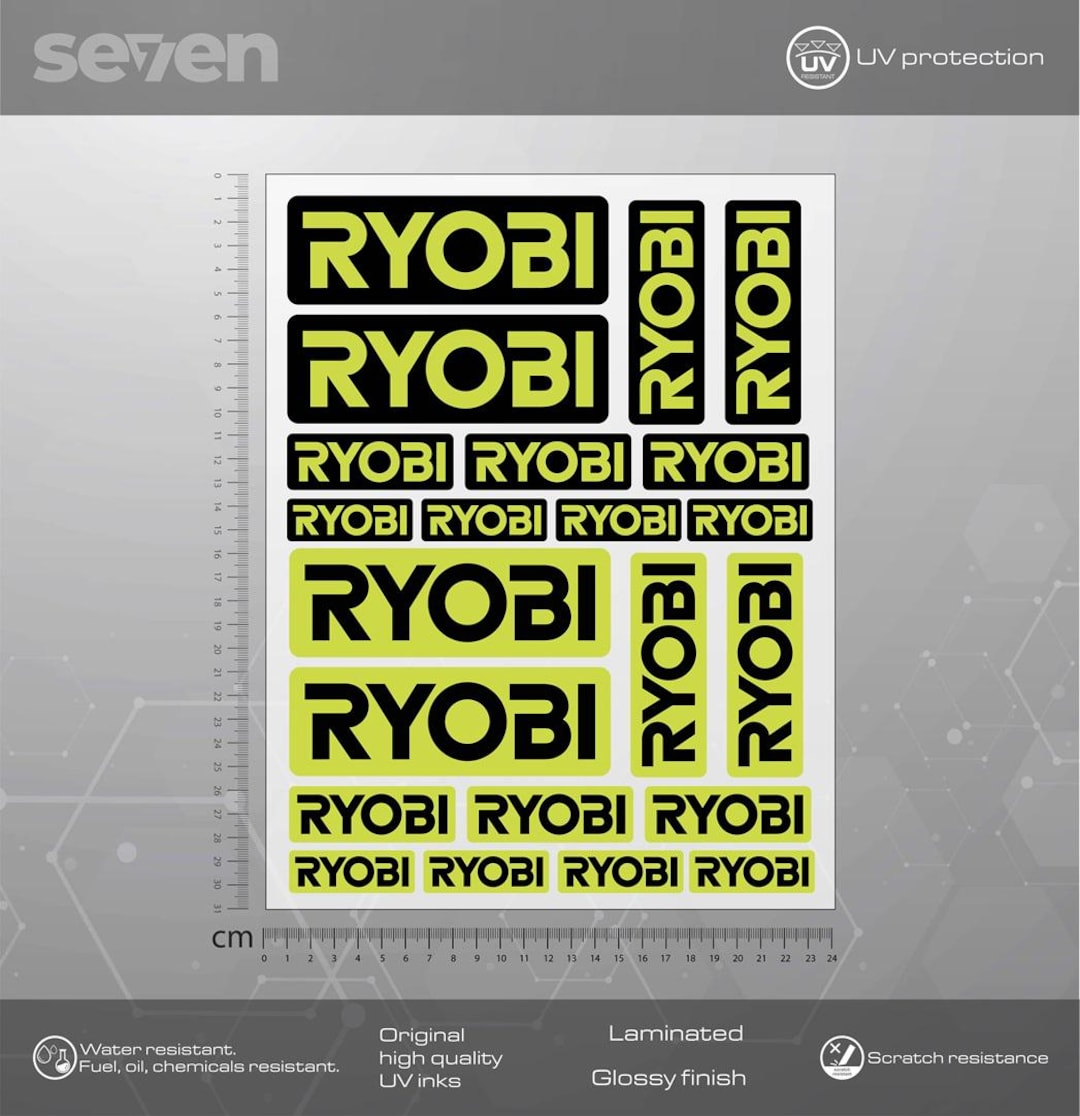 Ryobi Stickers Set, Ryobi Decals, Large Set Car, Bike, Laptop Stickers ...