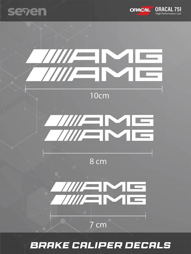 6 X AMG Brake Caliper Vinyl Decals Stickers High Quality 751C High ...