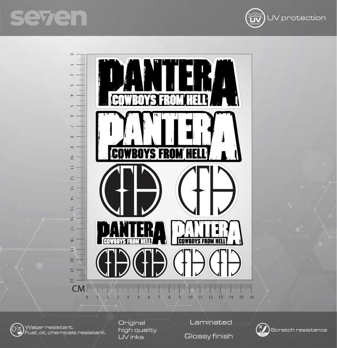 Pantera Stickers Set, Pantera Decals, Medium Set Car, Bike, Laptop Stickers, High Quality ...