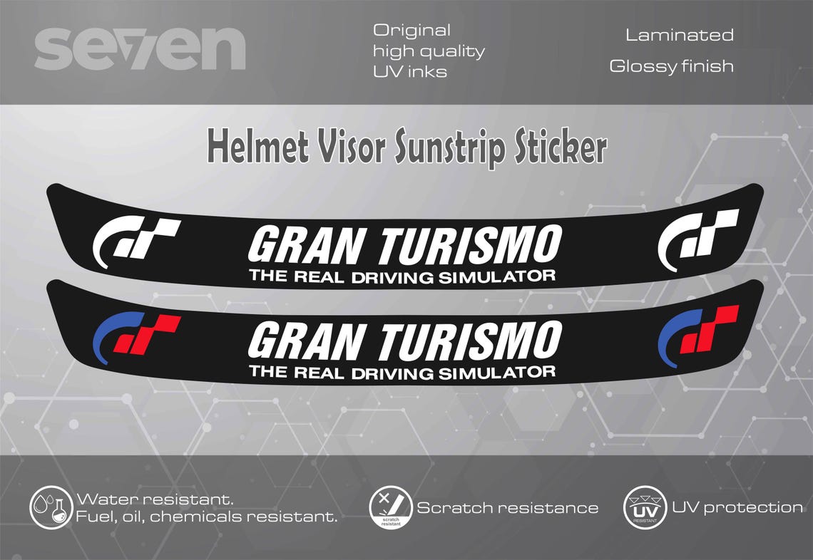 2x Gran Turismo Helmet Visor Sunstrip Sticker Decal - 295mm High ...