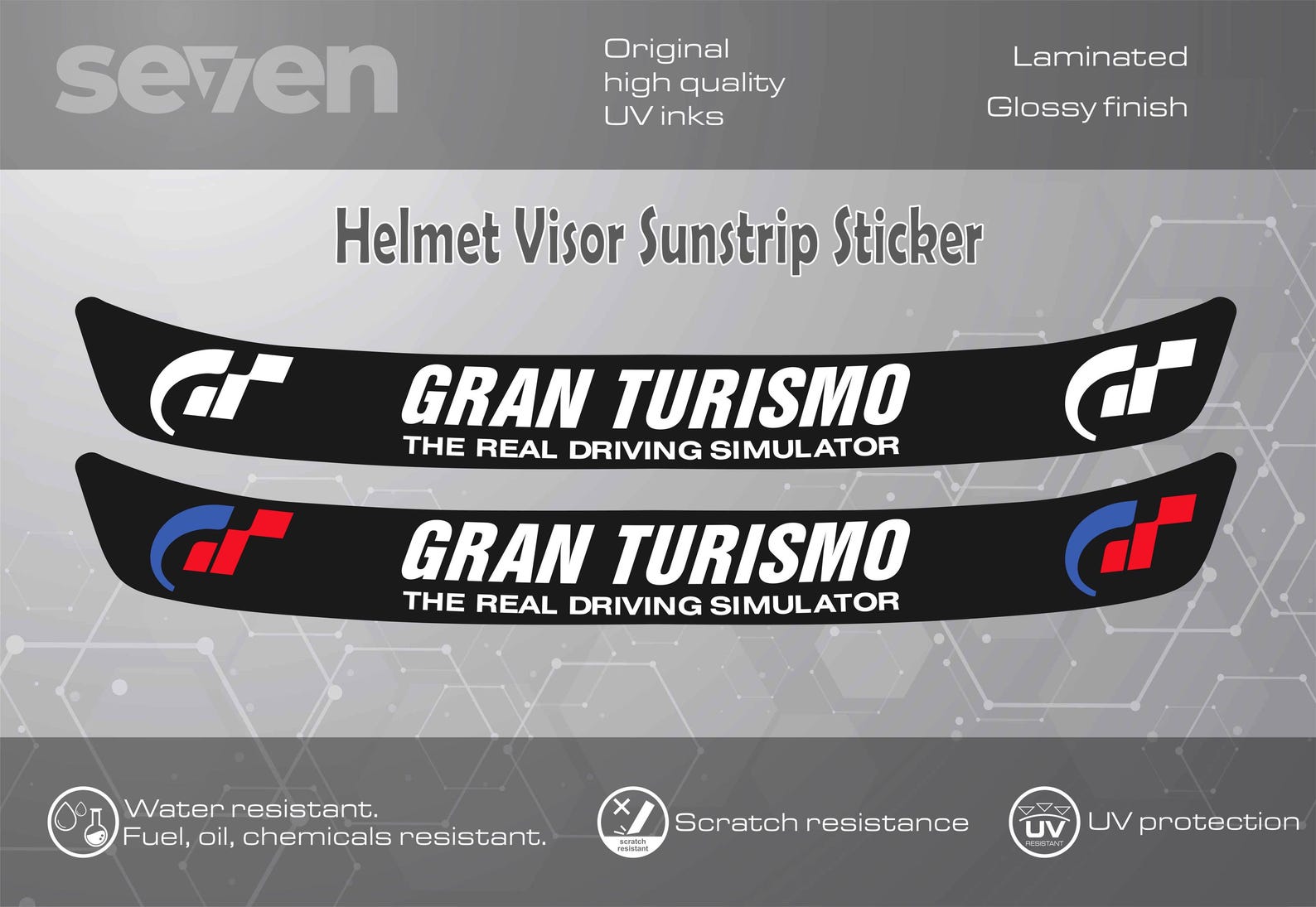 2x Gran Turismo Helmet Visor Sunstrip Sticker Decal - 295mm High ...