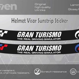 2x Gran Turismo Helmet Visor Sunstrip Sticker Decal - 295mm High ...