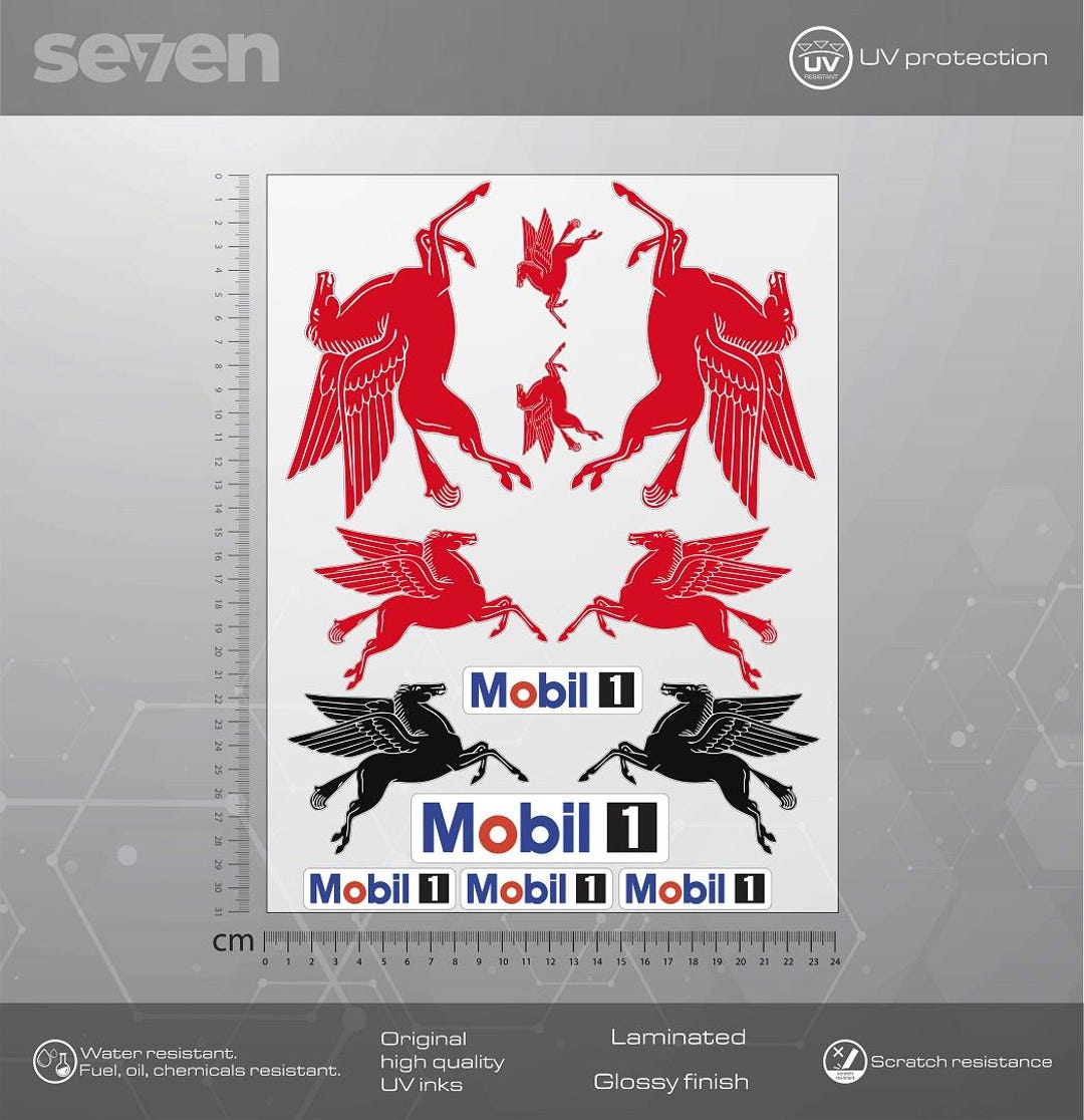 Mobil 1 Stickers Set, Mobil 1 Decals, Car, Bike, Laptop Stickers, High ...