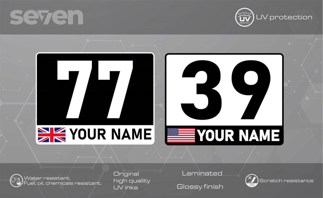 2x Custom Race Car Number Plate Car Door Decal, High Quality Laminated ...