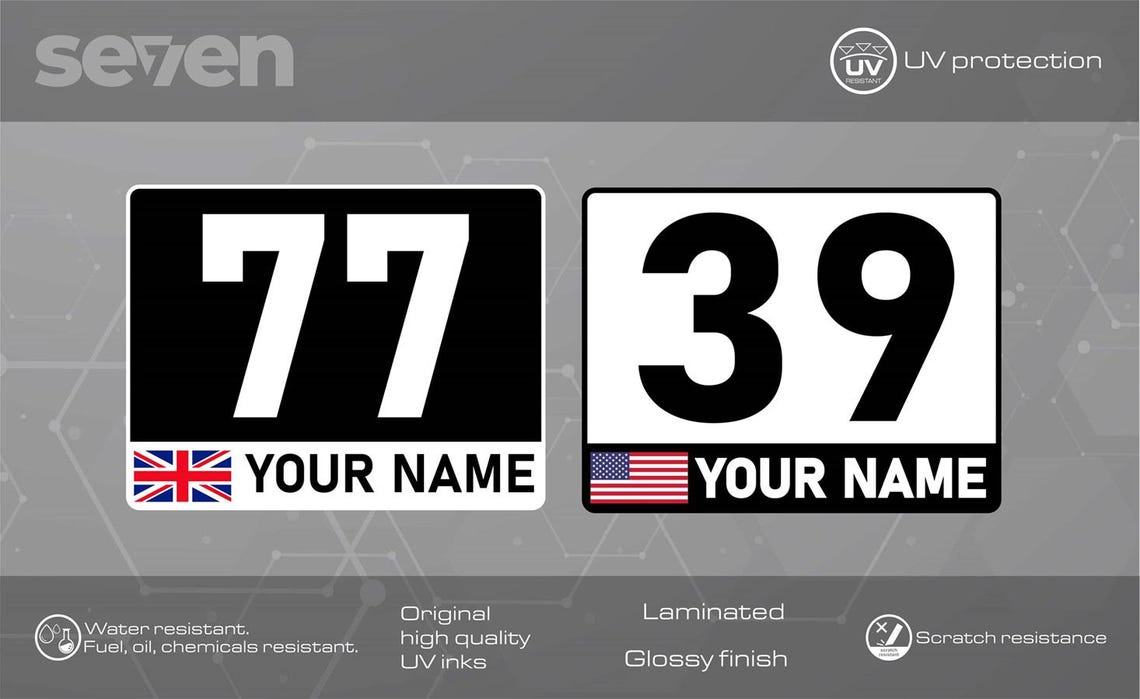 2x Custom Race Car Number Plate Car Door Decal, High Quality Laminated ...