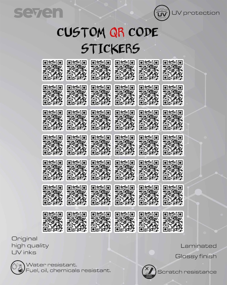 Custom QR Code Stickers Set, QR Code With Logo, High Quality Laminated ...