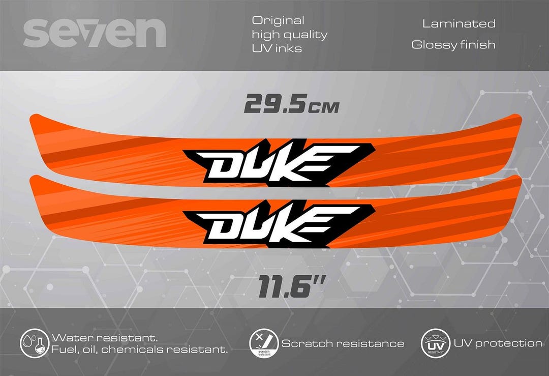 2x Duke Helmet Visor Sunstrip Sticker Decal - 295mm + 2 Logo Stickers ...