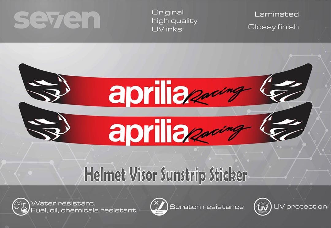 2x Aprilia Helmet Visor Sunstrip Sticker Decal - 295mm High Quality ...