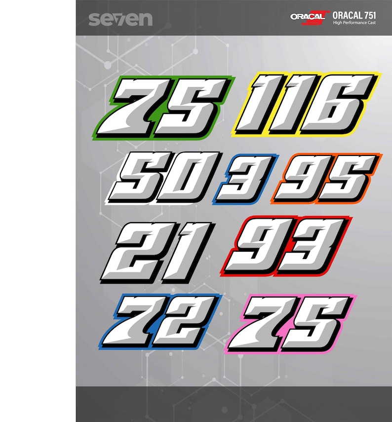 3x Custom Race Number Stickers Car, Bike, Vinyl Decals High Quality ...