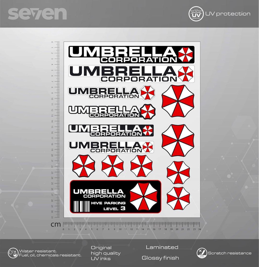 Umbrella Stickers Set, Umbrella Corporation Decals, Car, Bike, Laptop ...