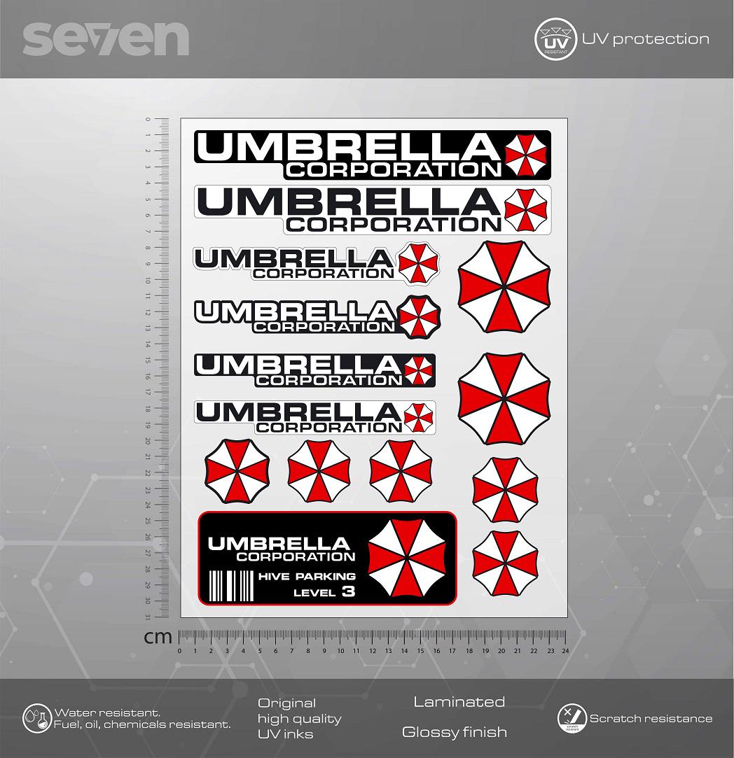 Umbrella Stickers Set, Umbrella Corporation Decals, Car, Bike, Laptop ...