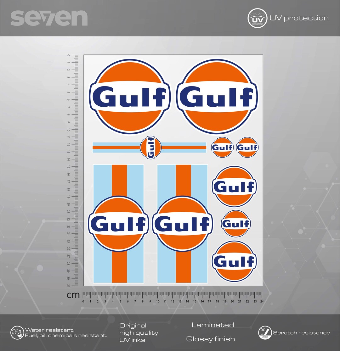 Gulf Stickers Set, Gulf Livery Decals, Car, Bike, Laptop Stickers, High ...