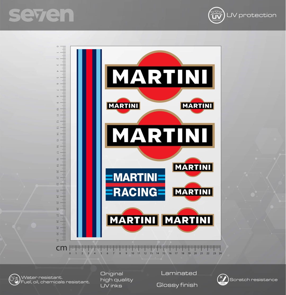 Martini Stickers Set, Martini Racing Decals, Car, Bike, Laptop Stickers ...