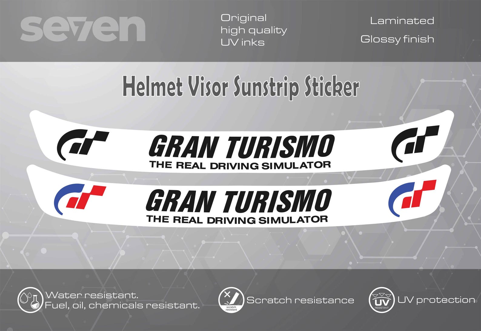 2x Gran Turismo Helmet Visor Sunstrip Sticker Decal - 295mm High ...