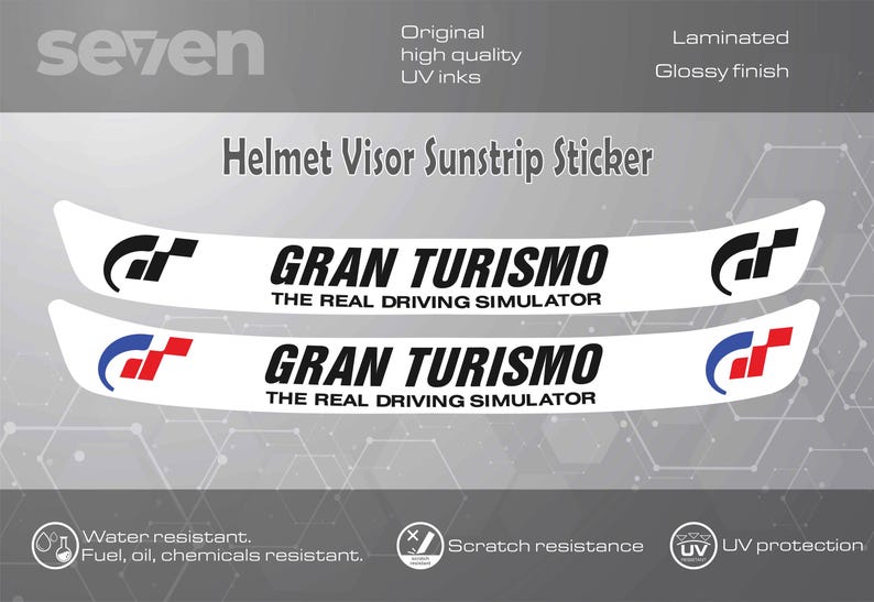 2x Gran Turismo Helmet Visor Sunstrip Sticker Decal - 295mm High ...