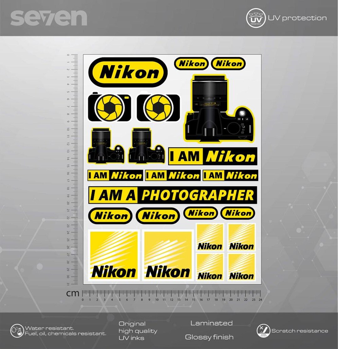 Nikon Stickers Set, Nikon Decals, Car, Bike, Laptop Stickers, High ...