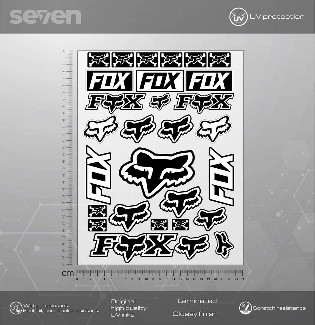 Fox Racing Stickers Set, Fox Decals, Different Colors Car, Bike, Laptop ...