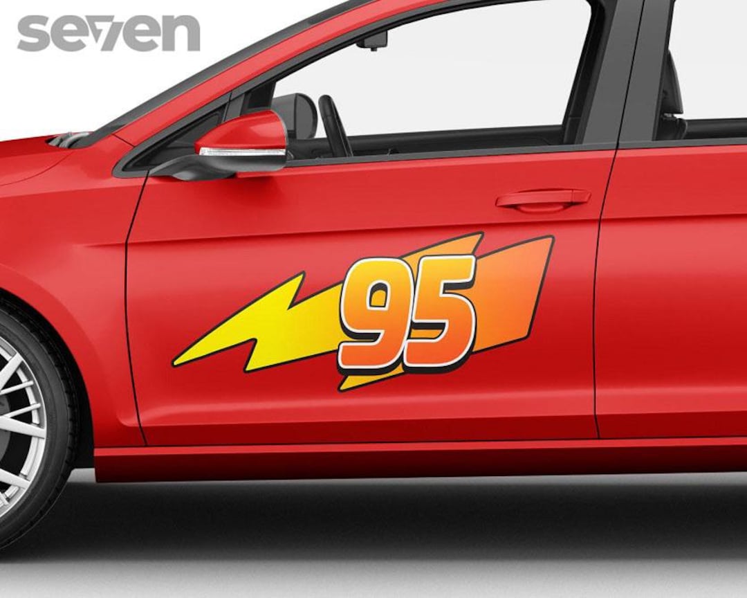 2x Lighting Bolt 95 Sticker, Lightning Mcqueen, Car Decal, Car Door ...