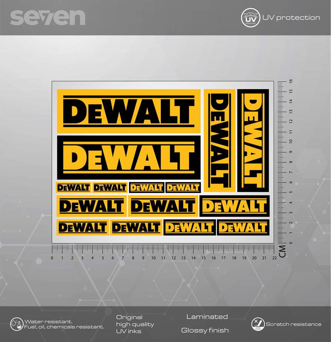 Dewalt Stickers Set, Dewalt Decals, Medium Set Car, Bike, Laptop ...