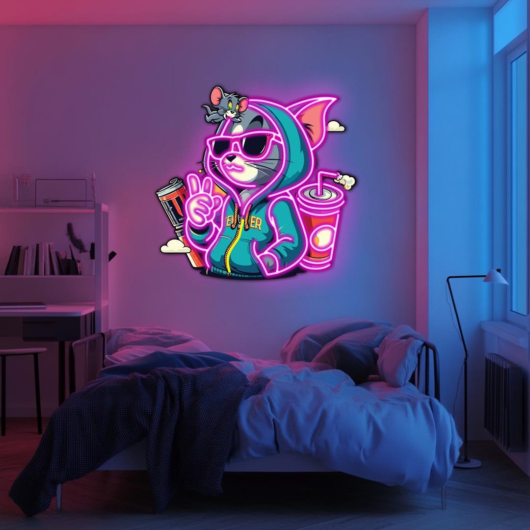UV Printed Tom and Jerry Neon Sign, Neon Wall Art, Neon Light Sign ...