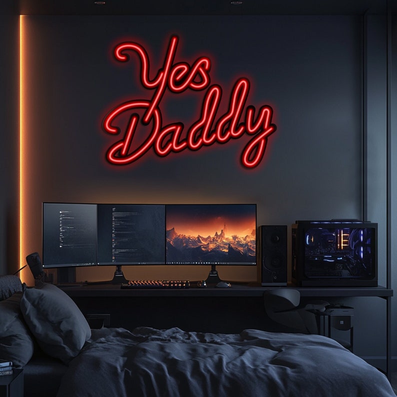 Yes Daddy Metal Neon Sign, Neon Wall Art, Neon Light Sign, Custom Neon ...