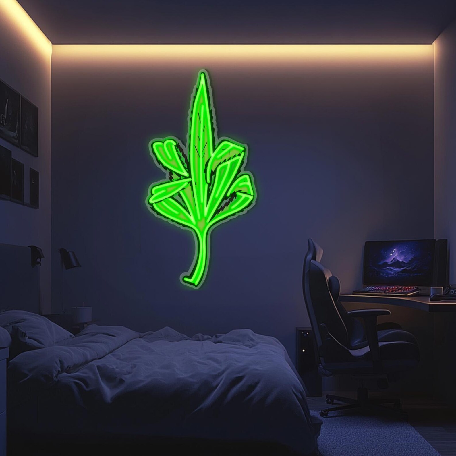 UV Printed Marijuana Neon Sign, Neon Wall Art, Neon Light Sign, Custom ...