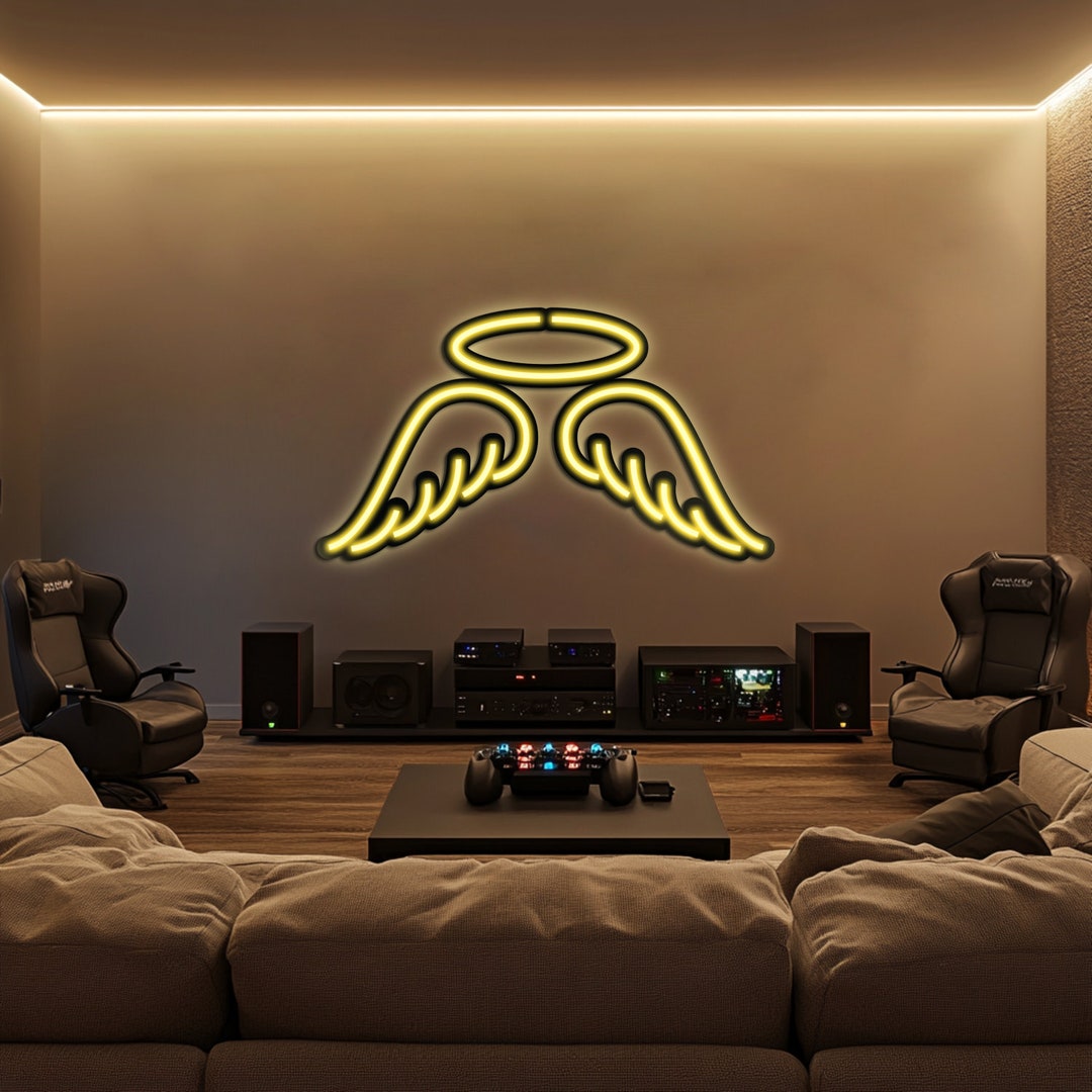 Emoji Angel Metal Neon Sign, Neon Wall Art, Neon Light Sign, Custom ...