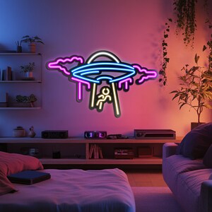 UFO Metal Neon Sign, Neon Wall Art, Neon Light Sign, Custom Neon Sign ...