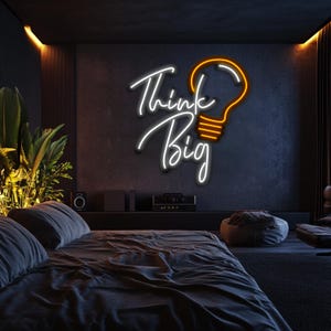 Think Big Metal Neon Sign, Neon Wall Art, Neon Light Sign, Custom Neon ...
