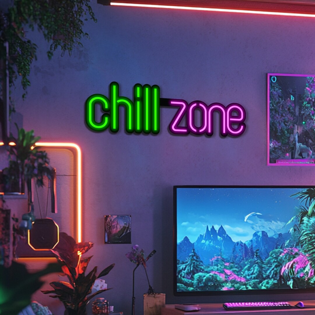 Chill Zone Metal Neon Sign, Neon Wall Art, Neon Light Sign, Custom Neon ...