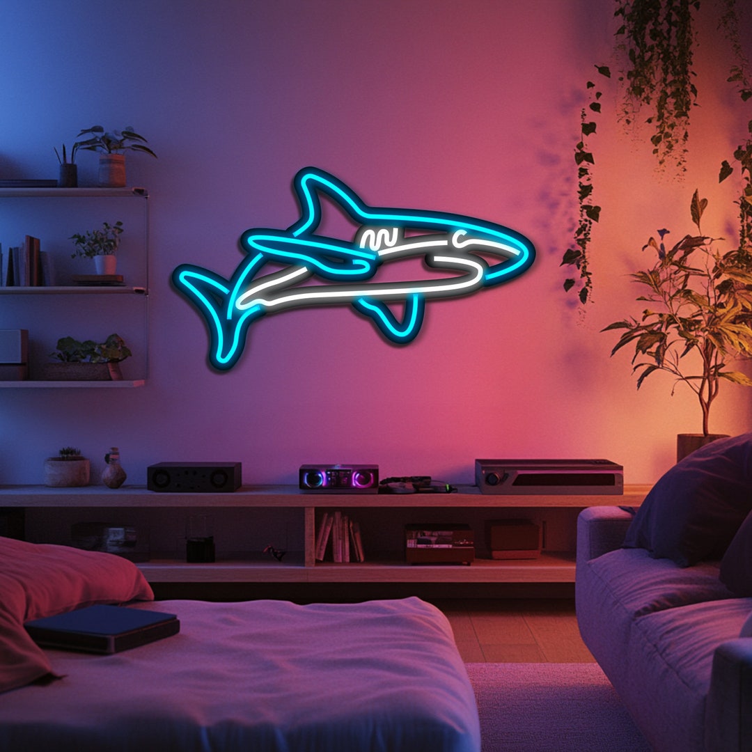 Shark Metal Neon Sign, Neon Wall Art, Neon Light Sign, Custom Neon Sign ...