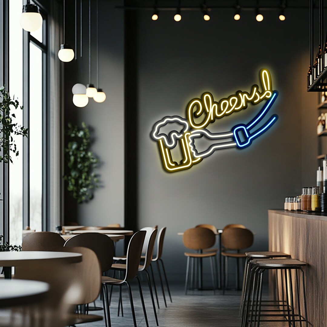 Cheers Metal Neon Sign, Neon Wall Art, Neon Light Sign, Custom Neon ...