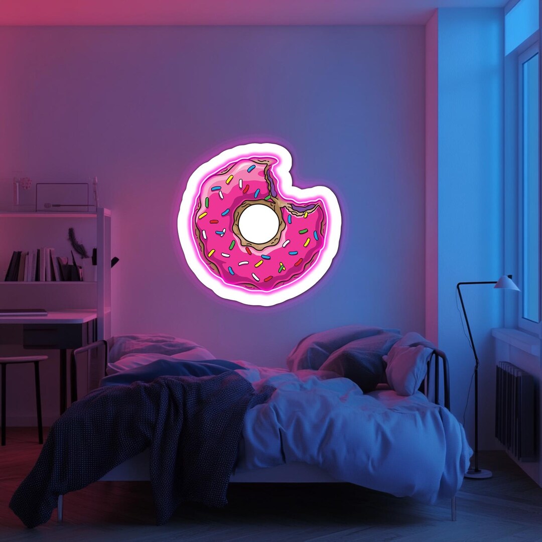 UV Printed Donut Neon Sign, Neon Wall Art, Neon Light Sign, Custom Neon ...