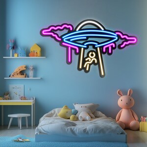 UFO Metal Neon Sign, Neon Wall Art, Neon Light Sign, Custom Neon Sign ...