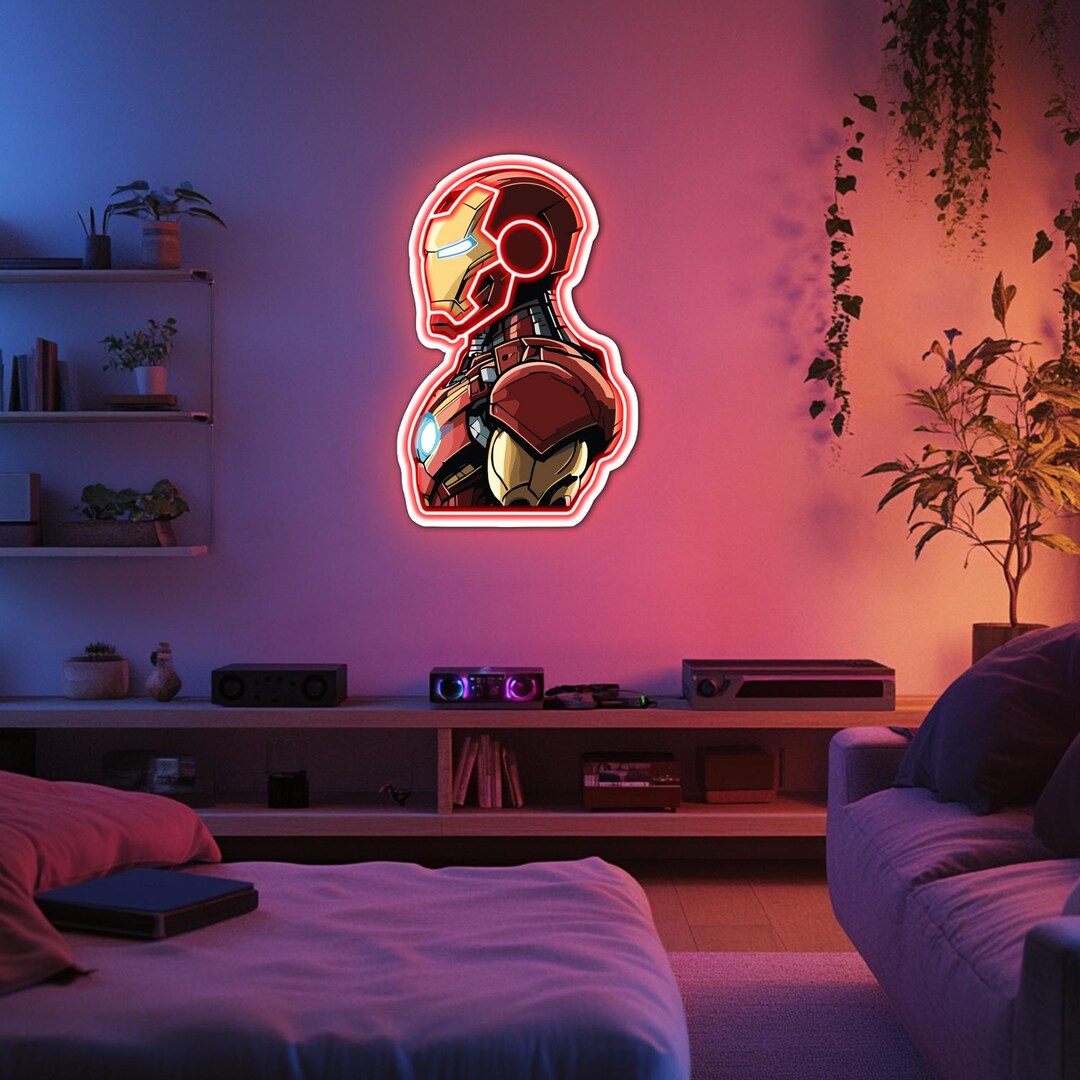 UV Printed Iron-man Neon Sign, Neon Wall Art, Neon Light Sign, Custom ...