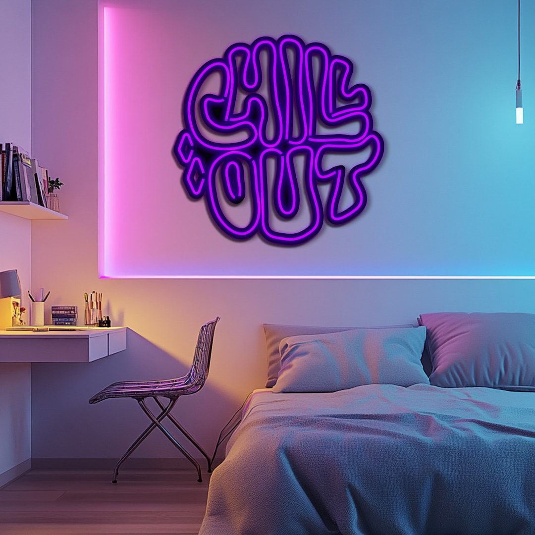 Chill Out Metal Neon Sign, Neon Wall Art, Neon Light Sign, Custom Neon ...