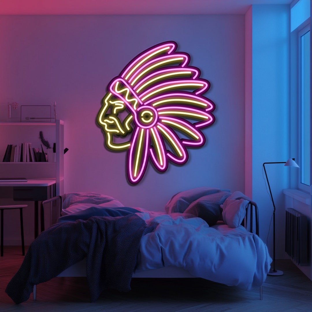 Indian Apache Metal Neon Sign, Neon Wall Art, Neon Light Sign, Custom ...