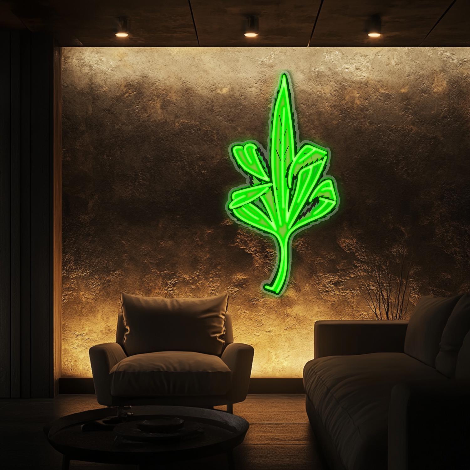 UV Printed Marijuana Neon Sign, Neon Wall Art, Neon Light Sign, Custom ...