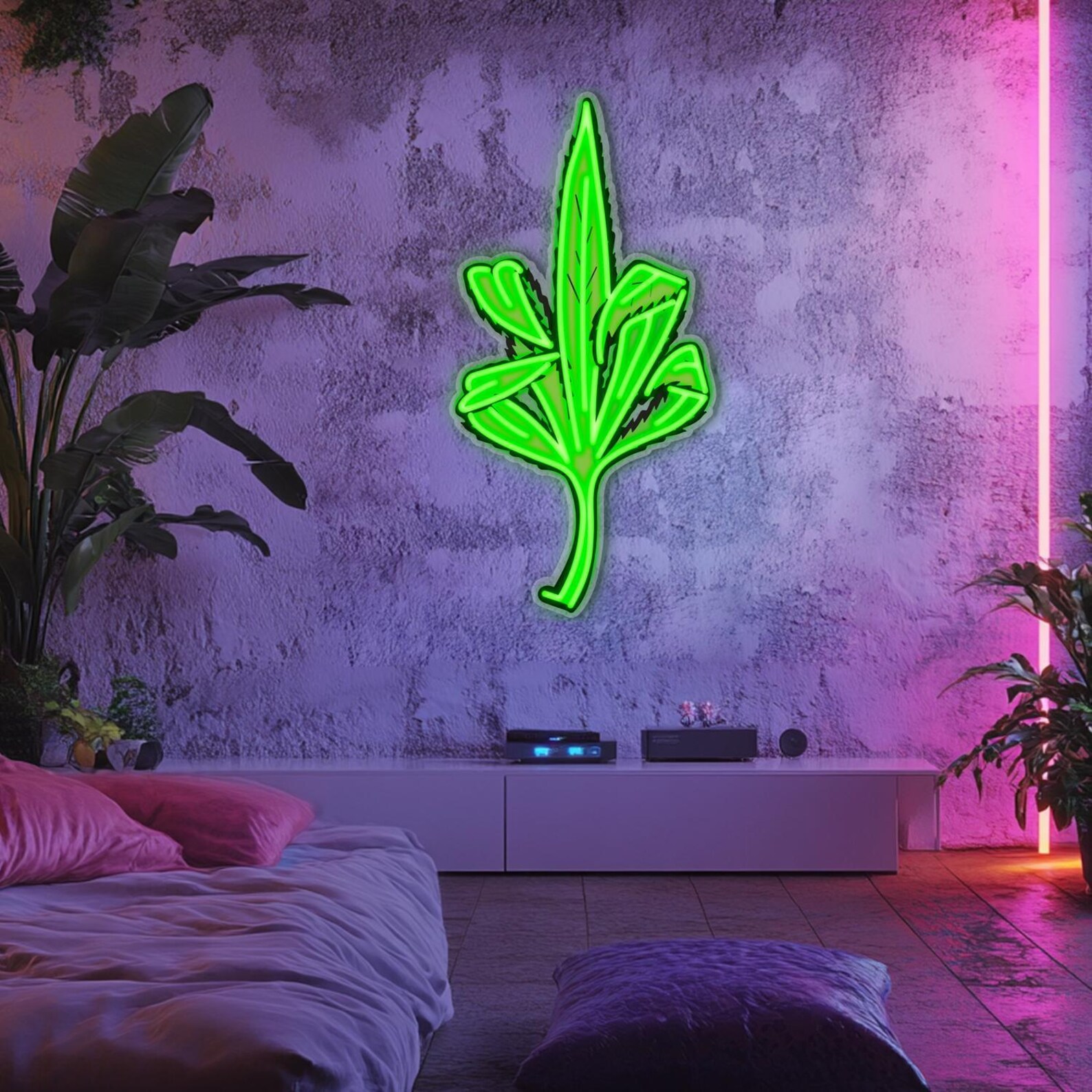 UV Printed Marijuana Neon Sign, Neon Wall Art, Neon Light Sign, Custom ...