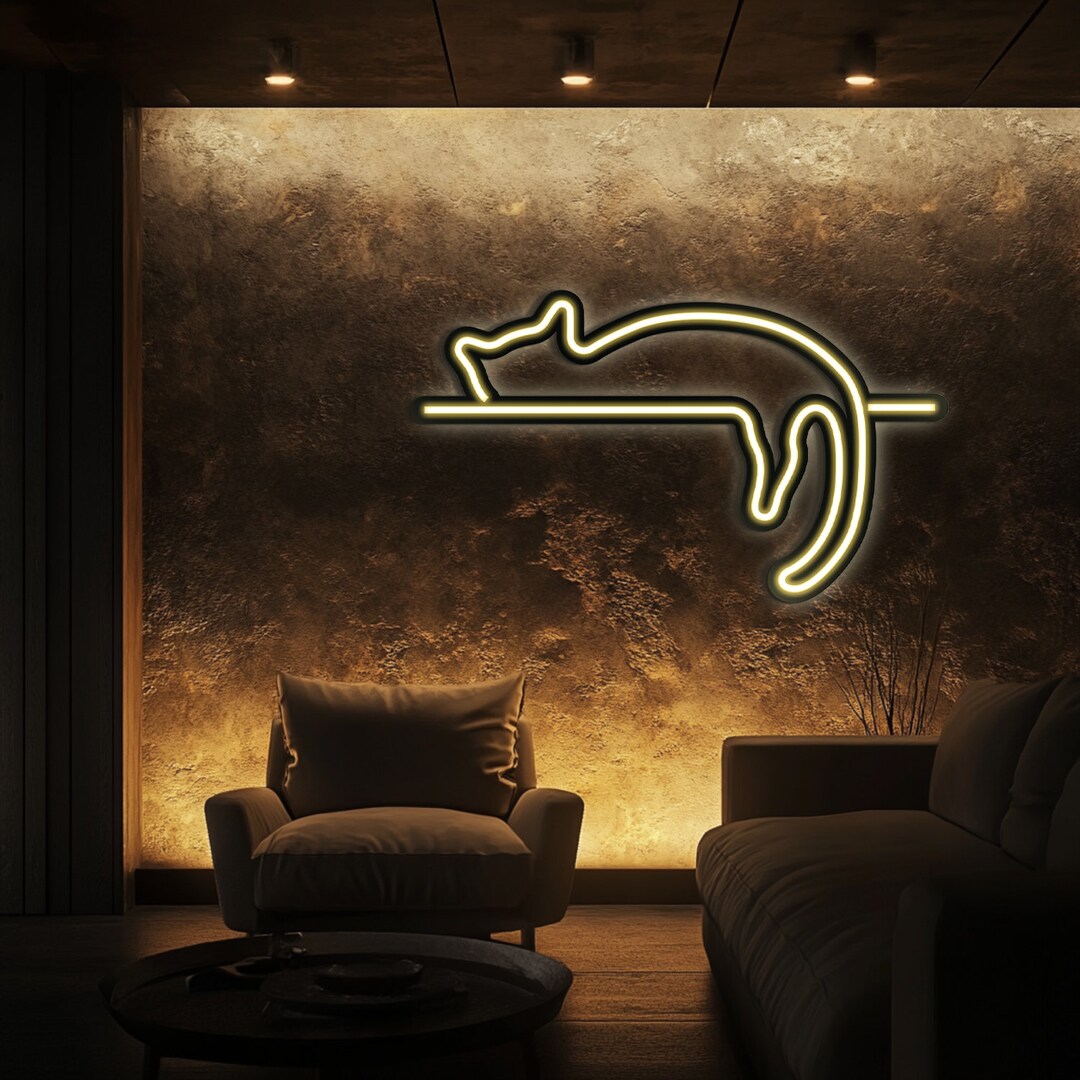 Sleeping Cat Metal Neon Sign, Neon Wall Art, Neon Light Sign, Custom ...