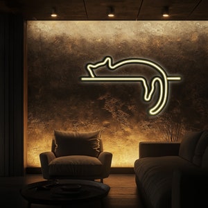 Sleeping Cat Metal Neon Sign, Neon Wall Art, Neon Light Sign, Custom ...