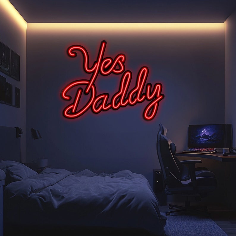 Yes Daddy Metal Neon Sign, Neon Wall Art, Neon Light Sign, Custom Neon ...