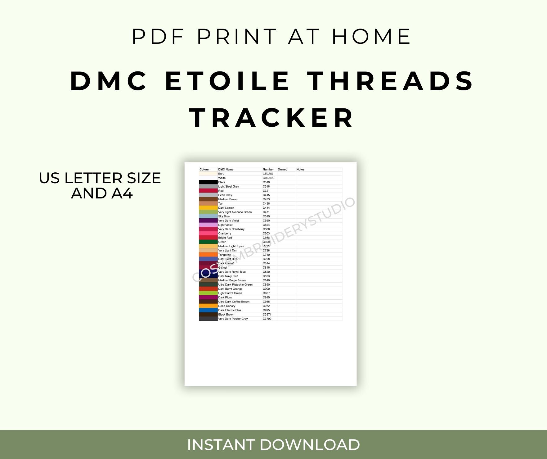 Printable DMC Thread Colour Chart | Google Sheets Thread Tracker ...