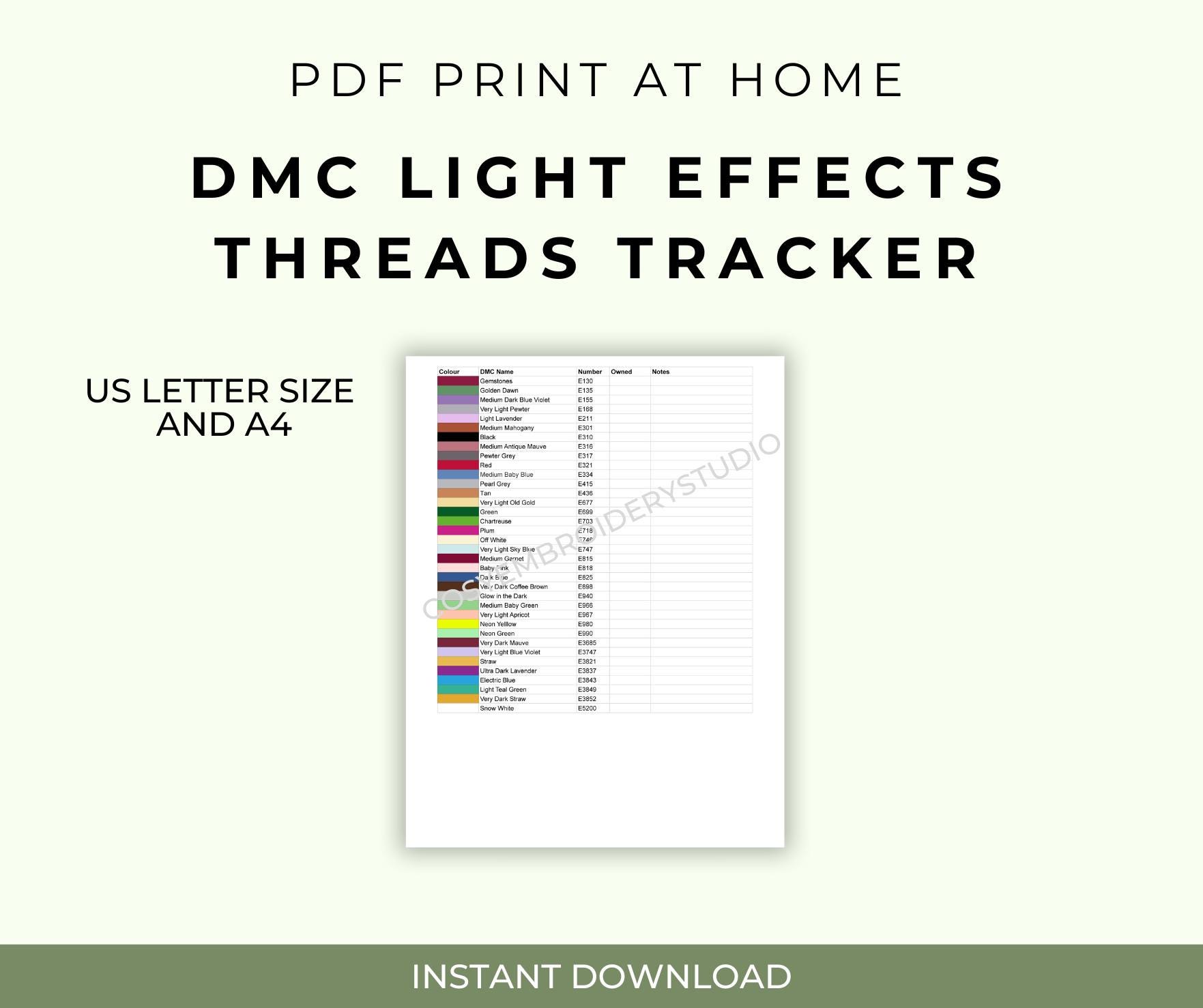Printable DMC Thread Colour Chart | Google Sheets Thread Tracker ...