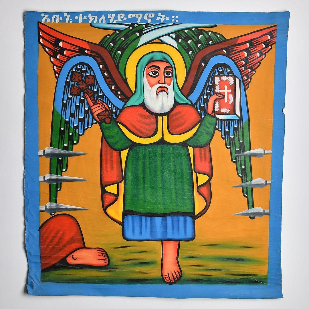 Hand-painted Ethiopian Orthodox Saint Abune Tekle Haymanot Icon Mural ...
