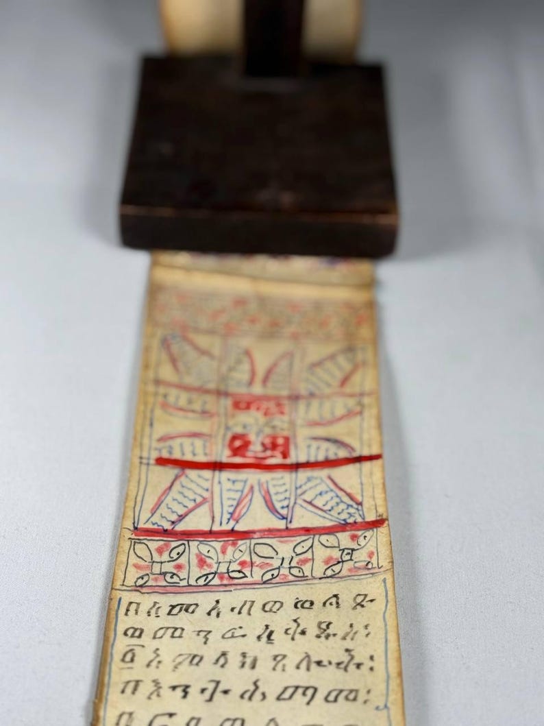 Antique Ethiopian Healing Scroll – Large Christian Magic Scroll ...