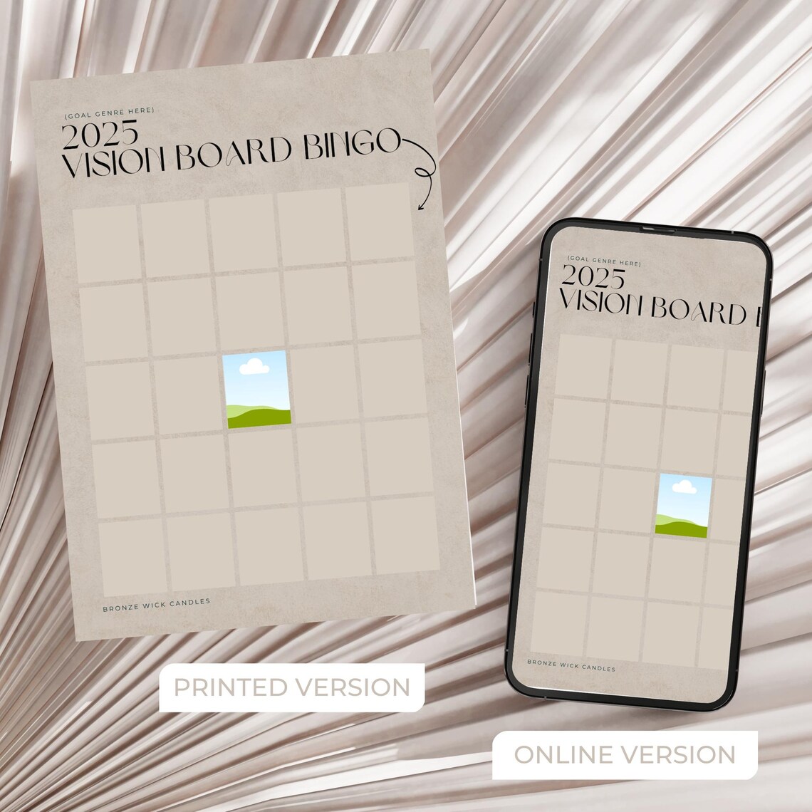 2025 Customizable Vision Board Bingo Template, Printable New Years ...