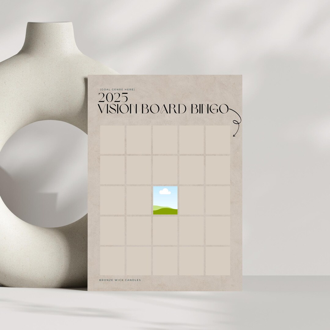 2025 Customizable Vision Board Bingo Template, Printable New Years ...